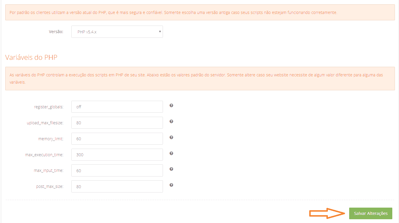 Como altero as Variáveis do PHP? - RedeHost